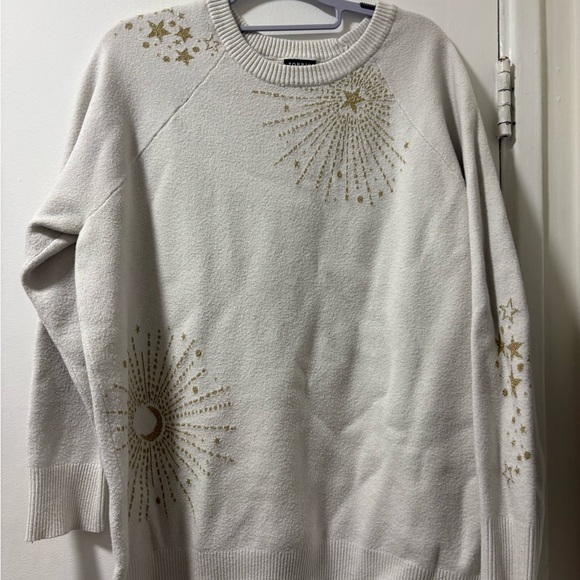 torrid | Sweaters | Torrid Cream Sweater With Gold Starburst Design ...